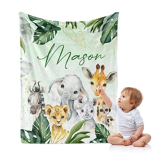 J&SBGFT Personalized Baby Blanket for Boys,Custom Baby Blanket with Name, Customized Name Blanket Receiving Blankets for Toddlers Kids Nursery Stroller Crib Decor Throw 30"x40",Color13