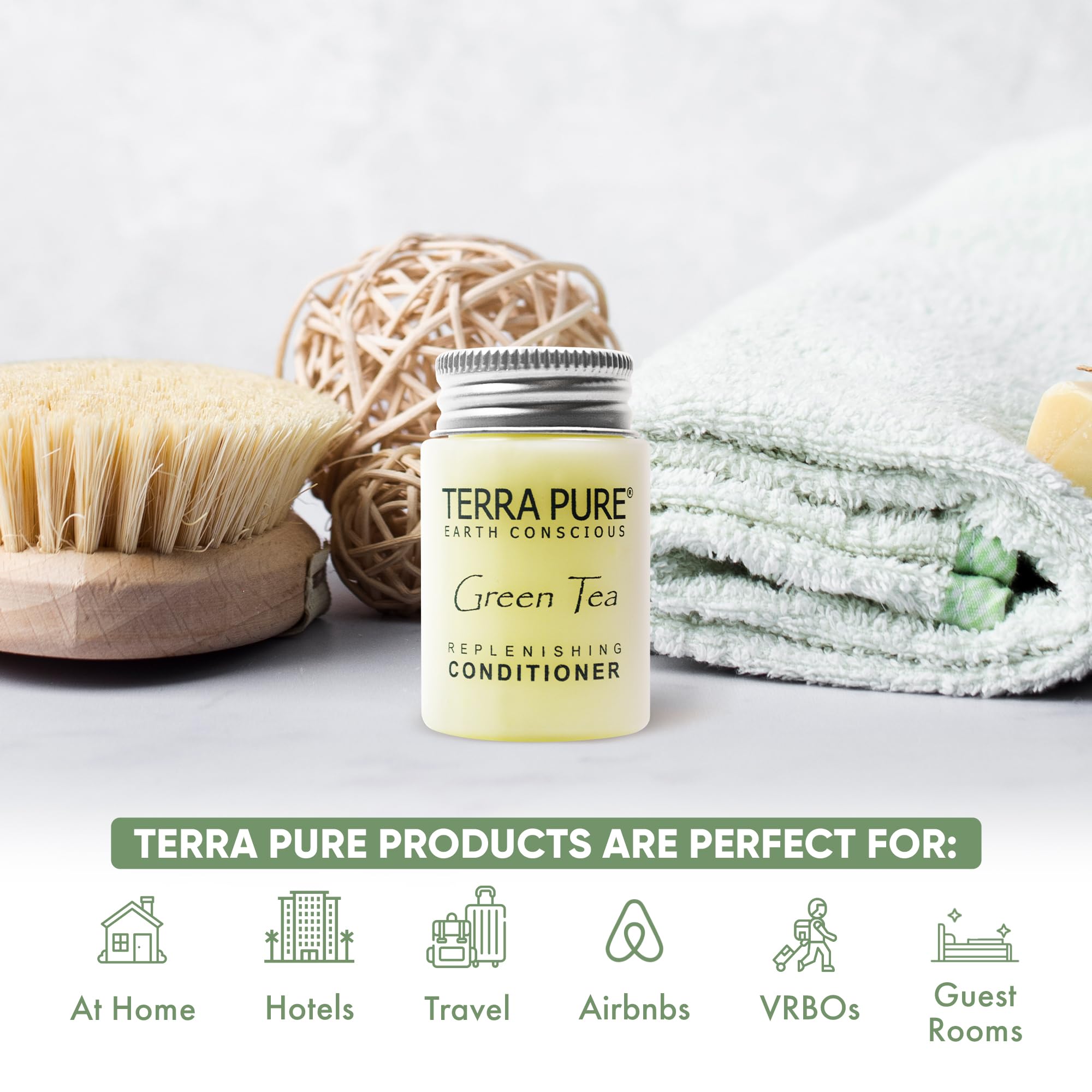 Terra Pure Conditioner, Travel Size Hotel Amenities, 1 oz (Case of 300)