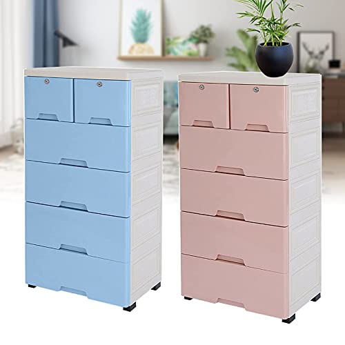 Plastic Drawers Dresser, Blue Multi-Layer Drawer Storage Cabinet, Sorting Storage Cabinet, Closet Organizer Unit for Apartment or Family,19.7"W x 13.8"D x 40" H