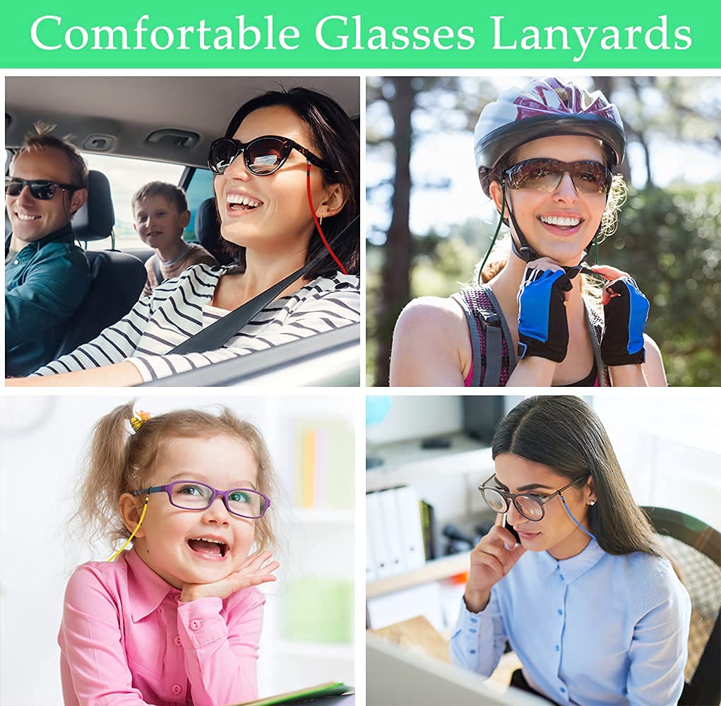 AugLifers Eyeglasses Holder Straps Cord, Sunglasses Strap Adjustment for Men Women, Anti-slip Sports Eyewear Retainer Lanyards 5PCS