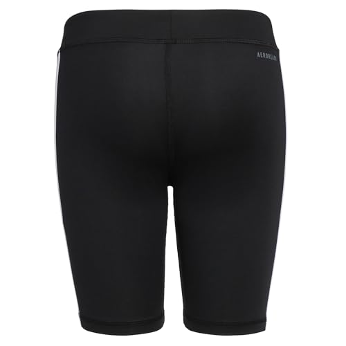 adidas Girls' Little Detached Waistband 3 Stripe Bike Short, Black, Small (Plus)