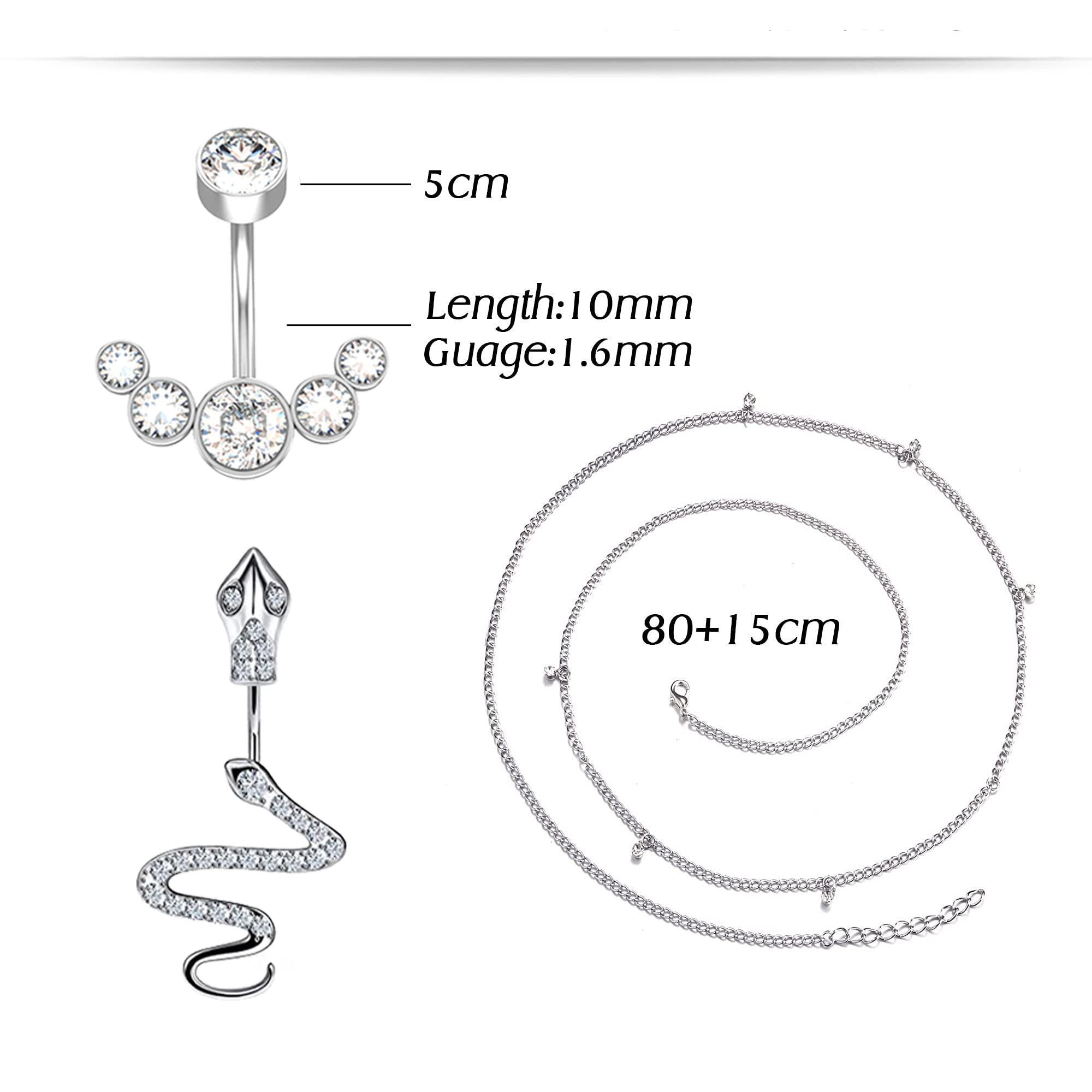 Aezlhjya Waist Body Chain Dangle Belly Button Ring Body Chains Beach Waist Jewelry for Women (Body C-B2)