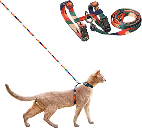 pidan Cat Harness and Leash Set, Cats Escape Proof - Adjustable Kitten Harness for Large Small Cats, Lightweight Soft Walking Travel Petsafe Harness((Multicolor)