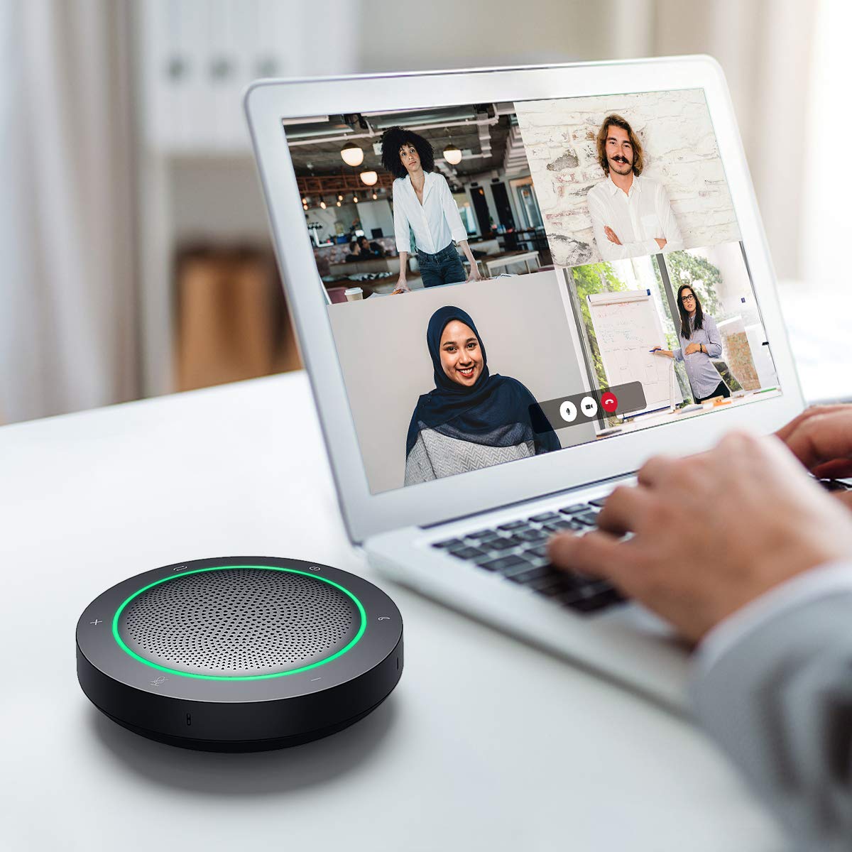 GOGOCOOL Bluetooth Speakerphone,Noise Reduction Conference Speaker with Mic,USB/Dongle/Bluetooth Connection,Enhanced Voice Pickup,Compatible with Meeting Apps for Home Office,Black