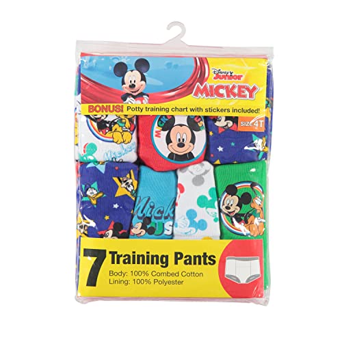 Disney Boys Mickey Mouse Pants Starter Kit With Stickers & Tracking Chart Sizes 18m, 2t, 3t, 4t Baby And Toddler Potty Training Underwear, 7-pack Training Pant, 3T US