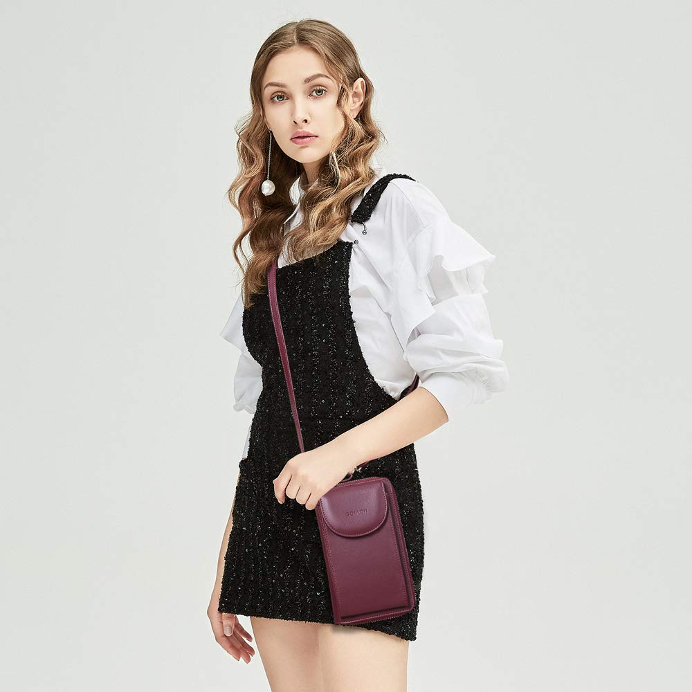 GOIACII Small Crossbody Bag RFID Blocking Cell Phone Women Wallet Leather Purse with Credit Card Slots Shoulder Leather Straps