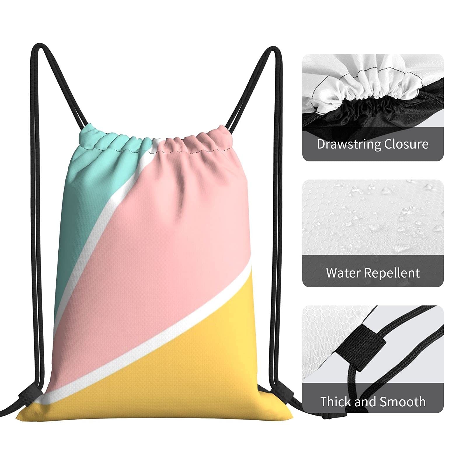 Algranben Rainbow Drawstring Backpack Women Girls Pull String Cinch bag for Beach Travel Sport Yoga