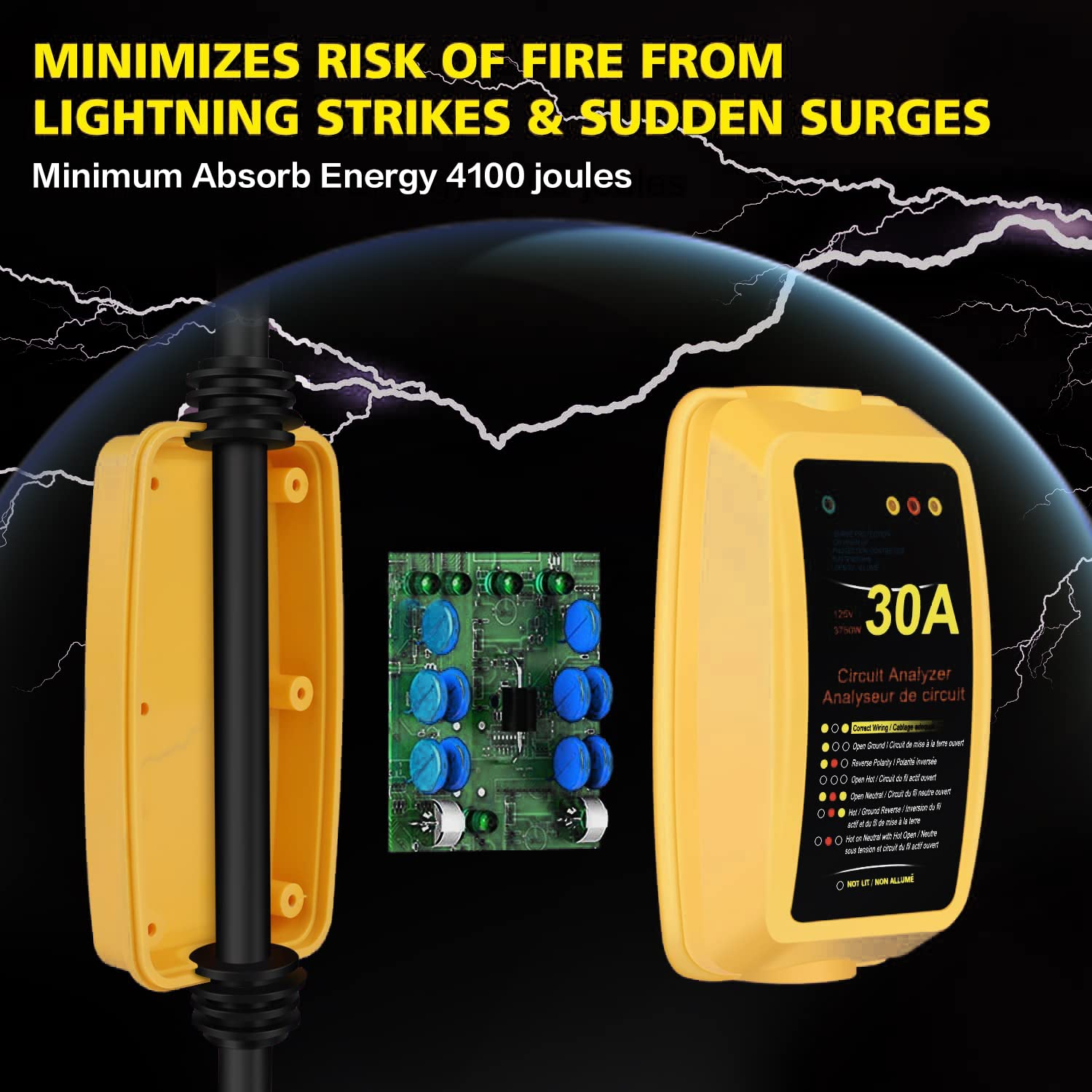 Aspligo-RV Surge Protector 30 Amp Nema TT-30P Male TT-30R Female, RV Smart Circuit Analyzer,RV Power Voltage Protector, Surge Protection Adapter