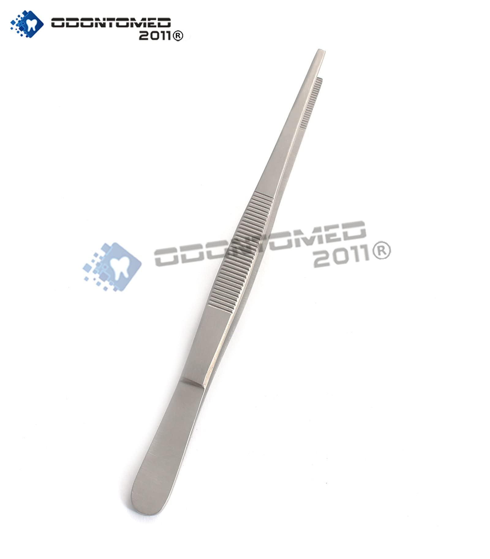 OdontoMed2011 7" Thumb Dressing Forceps, Mulipurpose Tweezer Stainless Steel, Serrated Tip Straight Size 7 Inch Silver Serrated Tools Tweezers General Application Lab Forceps 7 inches