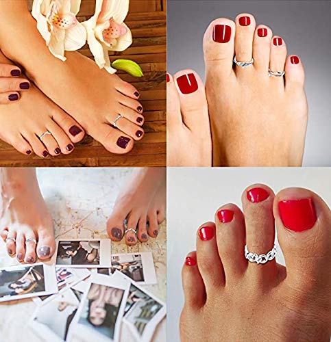 Anicina Open Band Toe Ring for Women Men Various Types Tail Ring Set Summer Beach Jewelry Toe Finger Ring Comfort Wear