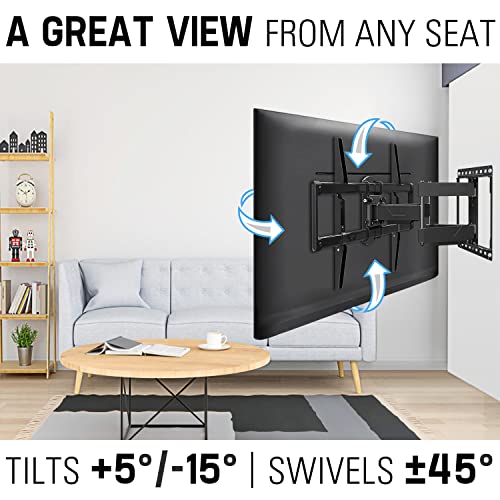 Mounting Dream Full Motion TV Mount for 42-75 inch TVs, TV Wall Mount Bracket with Dual Articulating Arms, Fits 12β / 16β Wood Studs with VESA 600x400mm up to 100lbs