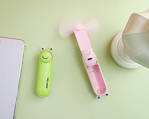 Handheld Mini Fan, 3 IN 1 Hand Fan, Portable USB Rechargeable Small Pocket Fan, 500Mah Battery Operated Foldable Fan with Keychain, Flashlight Feature for Women,Travel,Outdoor White Rabbit