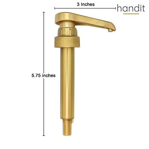 HANDIT - Gold Coffee Syrup Pumps | Fits Liter 750ml / 25-4oz Syrups Torani, DaVinci, Jordan's Skinny and Monin 33.8oz Plastic Bottles | 4-Pack