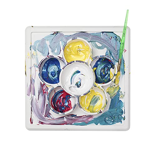 ezpz Mini Play Mat - 100% Silicone Suction Flower Plate with Built-in Placemat for Infants + Toddlers - Crafting + Snacks - Divided Plate - Dishwasher Safe (Cream)