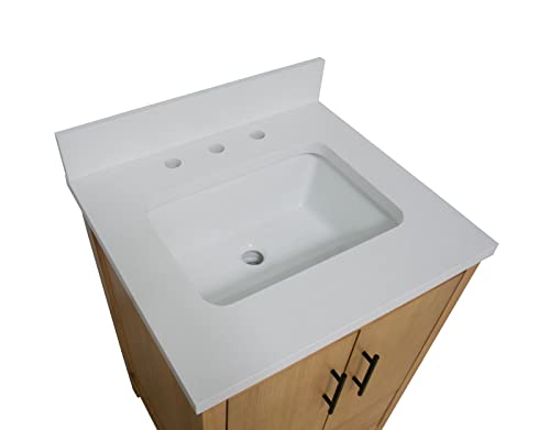 California 24-inch Bathroom Vanity (Matte White/Blonde): Includes Blonde Cabinet with Matte White Countertop and White Ceramic Sink