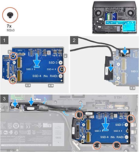 Deal4GO SATA Interposer Board D3P25 LS-J106P to NVMe M.2 SSD Hard Drive SSD-3 & SSD-4 w/ 2.5" HDD Bracket R24Y6 for Dell Alienware Area-51m R2