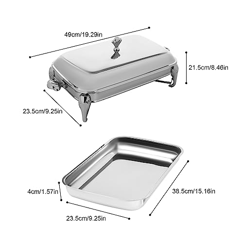 CNCEST 2.9L Chafing Dish Buffet Set Server,Stainless Steel Chafing Dishes Oven Safe Glass Rectangle Food Warmer for Parties (Silver)