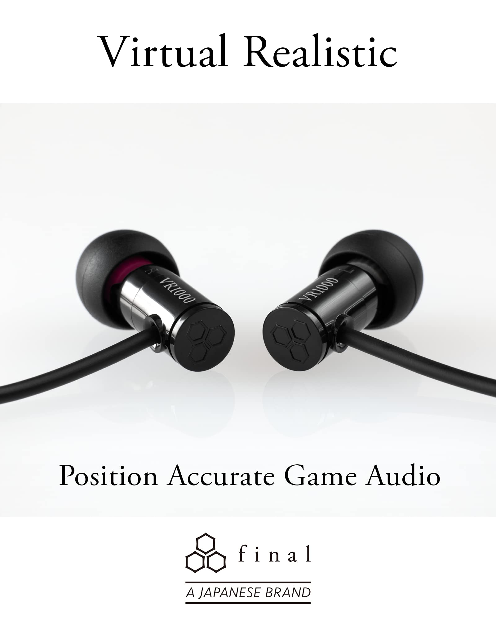 final VR1000 – Immersive 3D Live Sound Earphones for Oculus Quest with L/R Separated 3.5mm Gold-Plated Plug