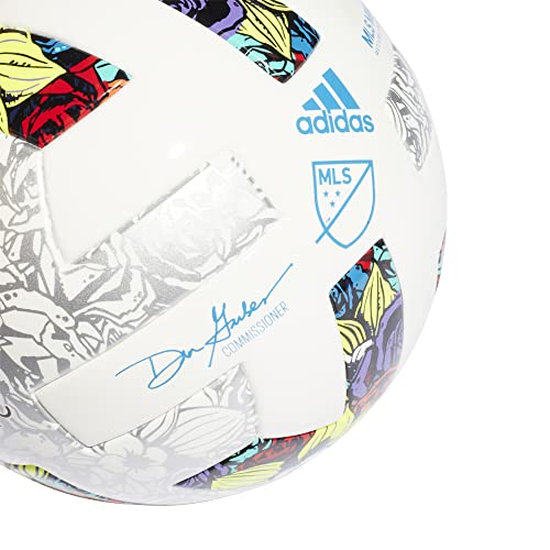 adidas MLS Mini Soccer Ball, Ball, White/Solar Yellow/Power Blue, 5