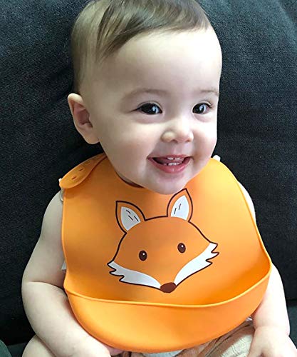 Hudson Baby Unisex Baby Silicone Bibs, Fox, One Size