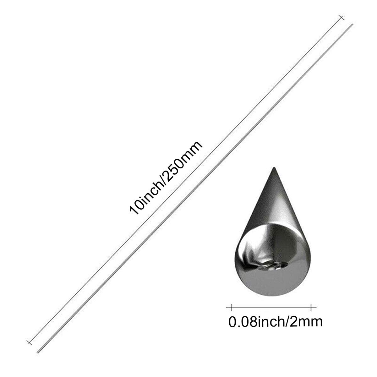 Aluminum Welding Rods, 20-Pack Universal Low Temperature Aluminum Welding Cored Wire for Electric Power, Chemistry, Food, Silver 0.08 x 10in/2 x 250mm (20-pack)