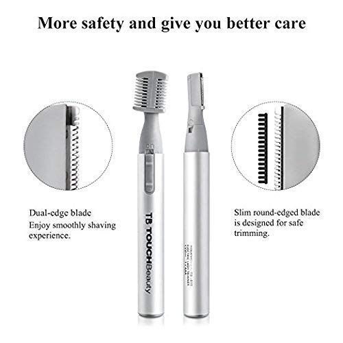 Touch Beauty Electric Facial Hair Trimmer Pen (Grey), with Eyebrow Touch-Up Set & Microblade