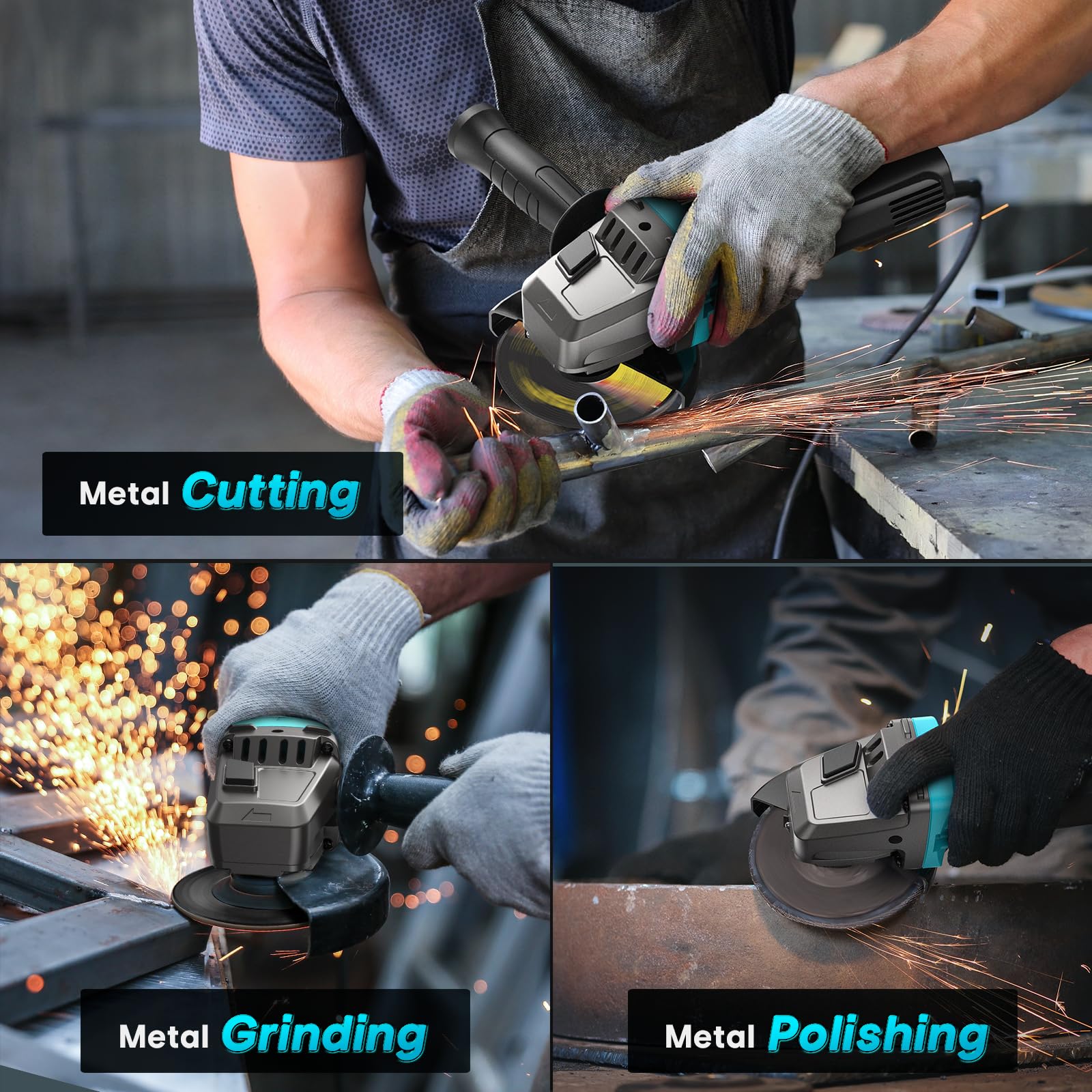Avhrit Angle Grinder,10 Amp 4-1/2 inch Corded Angle Grinder Tools,11000 RPM Metal Grinder with 5 Cutting/3 Grinding/2 Flap Discs,Small Angle Grinder Tool for Cutting, Grinding, Polishing