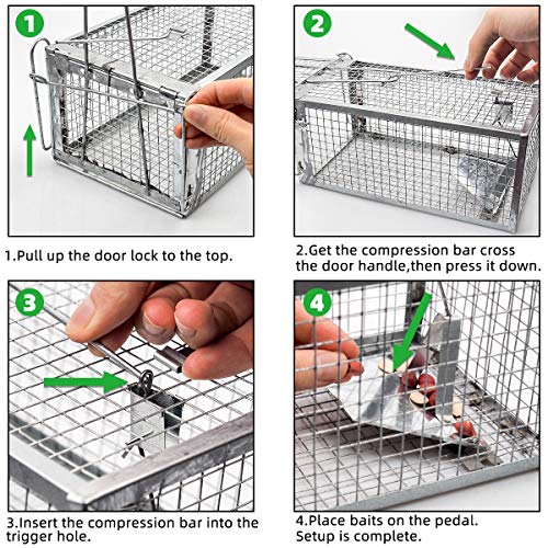 Kensizer Humane Rat Trap, Chipmunk Rodent Trap That Work for Indoor and Outdoor Small Animal - Mouse Voles Hamsters Live Cage Catch and Release