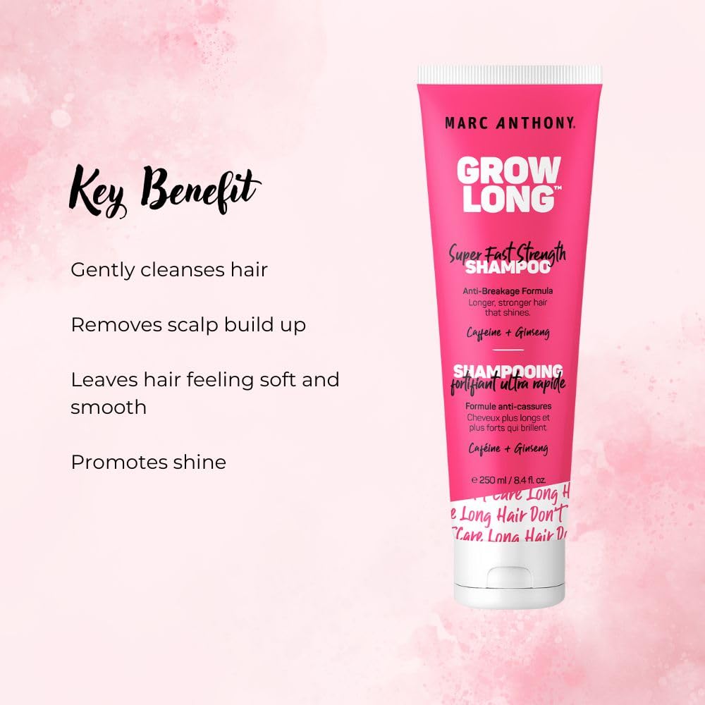 Marc Anthony Strengthening Biotin Shampoo, Grow Long Anti-Frizz, Anti-Breakage & Nourishing Formula For Split Ends - Vitamin E, Caffeine & Ginseng for Dry & Damaged Hair