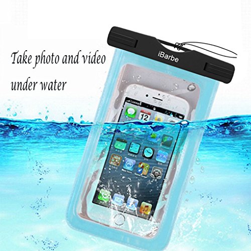 iBarbe Waterproof Case, Universal Waterproof Case IPX8 Waterproof Pouch Dry Bag Compatible for iPhone Xs Max/iPhone Xs/iPhone XR/iPhone X/iPhone 8 Plus/7 Plus 8 7 6S Plus Galaxy up to 6.5"-Black