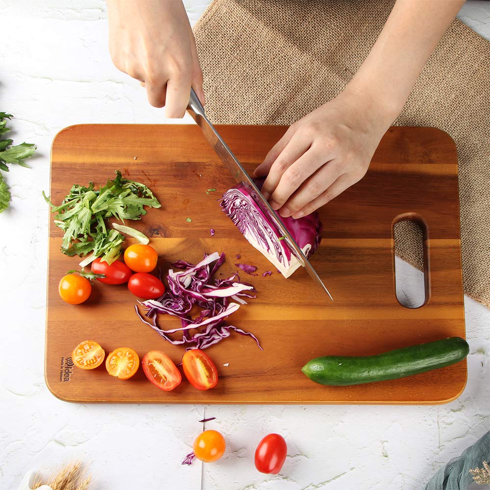 Aidea Wood Cutting Board, Cutting Boards for Kitchen Wood with Handle Large 16x12x0.75Inch