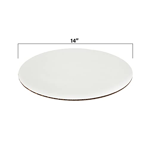 MT Products Corrugated White Cardboard Cake Board or Pizza Circle 14 inch - Sturdy Cake Base for Displaying Cakes, Bread and Desserts (15 Pieces) - Made in The USA