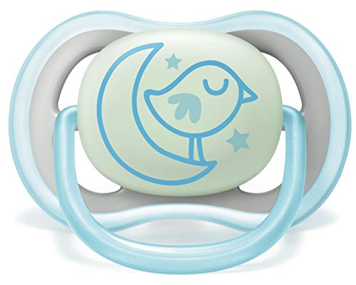 Philips AVENT Ultra Air Nighttime, 6-18 Months Pacifier, Blue, Pack of 4, SCF376/43