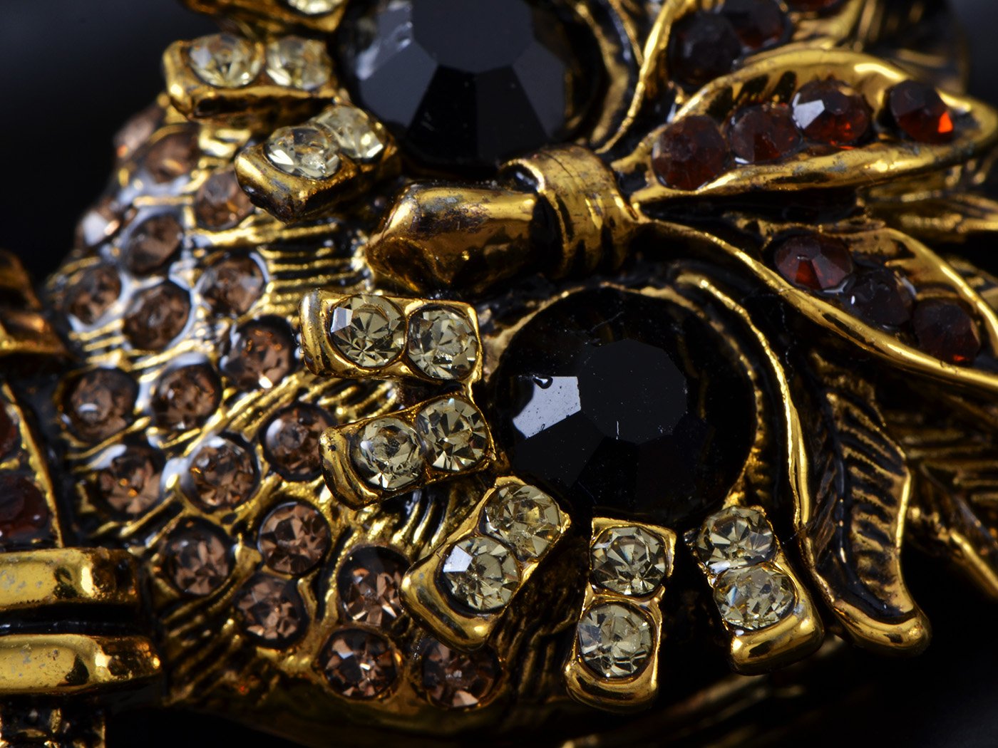 Alilang Antique Gold Tone Topaz Brown Rhinestone Wise Owl Bird Stretch Statement Ring