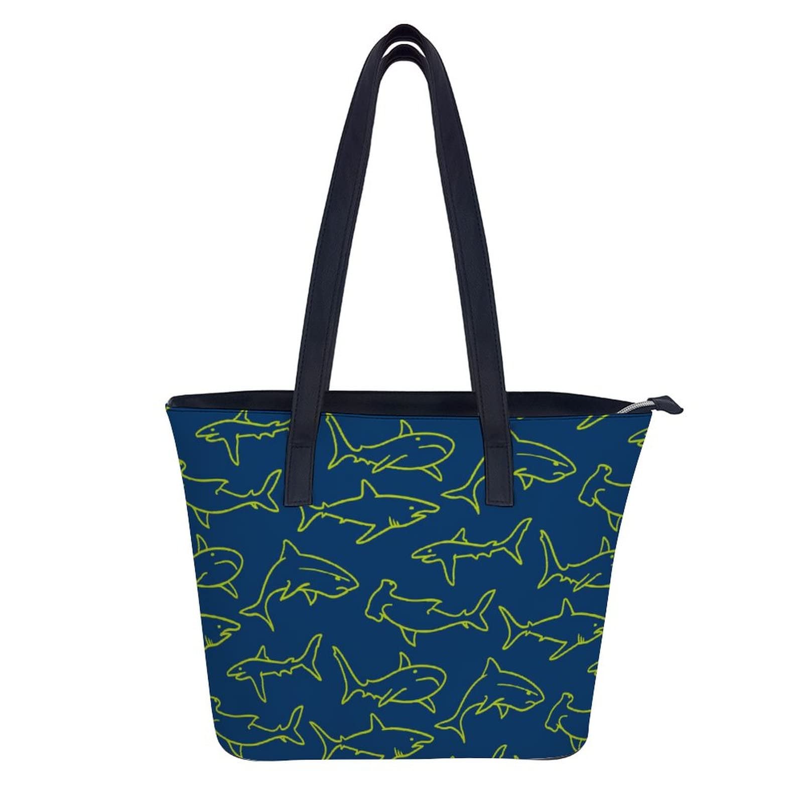 Swimming Shark Women's Tote Bag PU Leather Shoulder Bag Handbags Purse For Work Shopping Travel