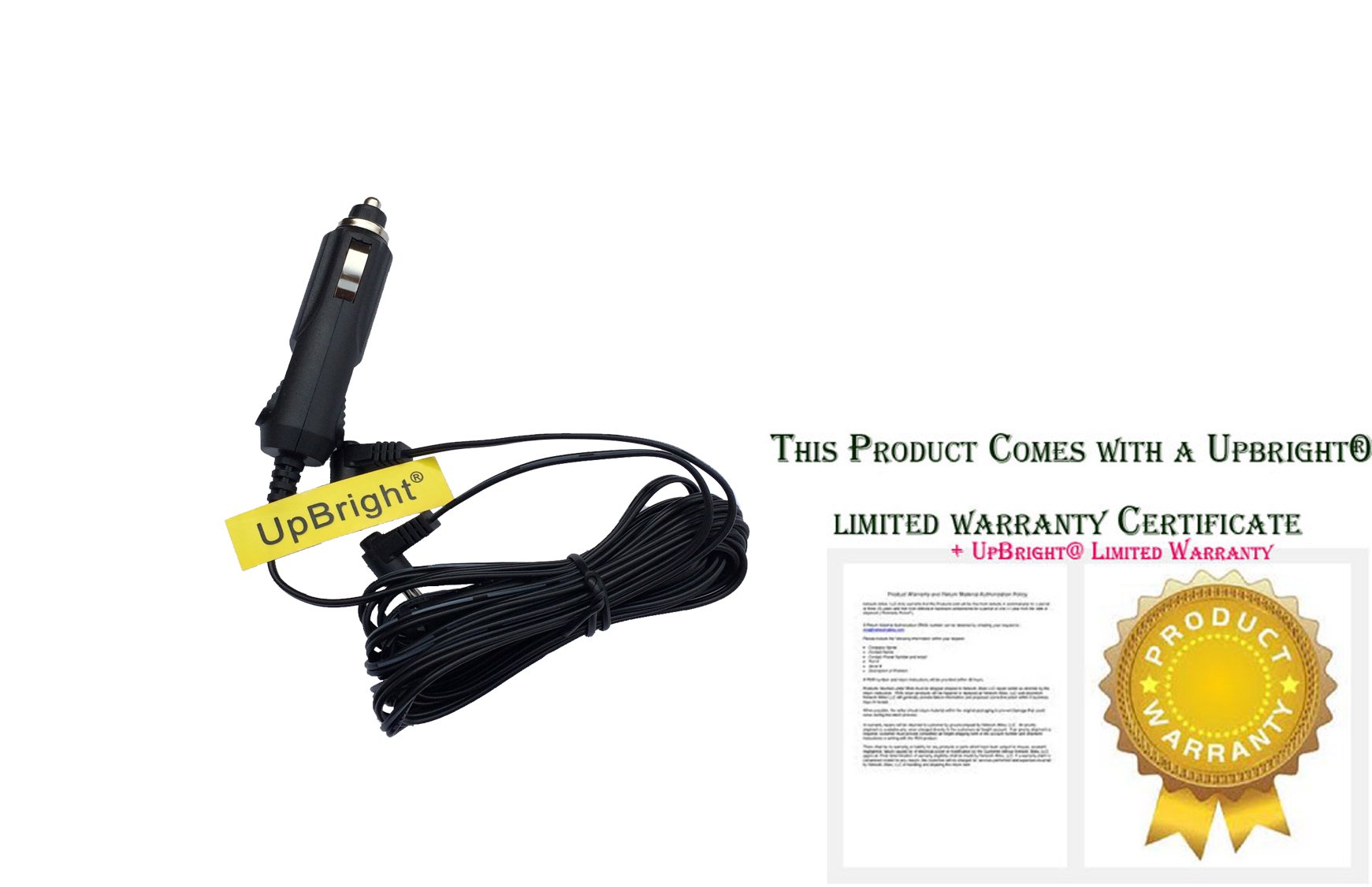 UpBright 9V-12V Car 2 Output DC Adapter Compatible with Insignia NS-DS9PDVD15 NS-D7PDVD Sylvania Sdvd1332 Sdvd7002 Sdvd7003d Sdvd8730 Sdvd8732 Sdvd8706 Coby TF-DVD7750 TF-DVD7751 TF-DVD7752 DVD Player