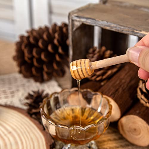 HANSGO Mini Honeycomb Stick, 55 PCS Wooden Honey Dipper Honey Wand Bee Pattern Stirrers for Honey Syrup Jam Viscous Liquid Wedding Party Favors, 3.2 Inches