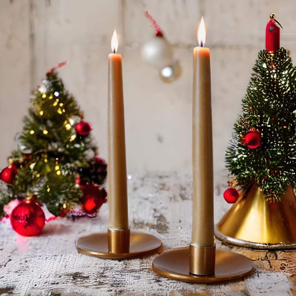 Candlestock Real Bayberry Taper Candle Pair 8 inch - Pure Bayberry and Pure Beeswax Blend - Dripless Taper Candle Pair - Bayberry Candles