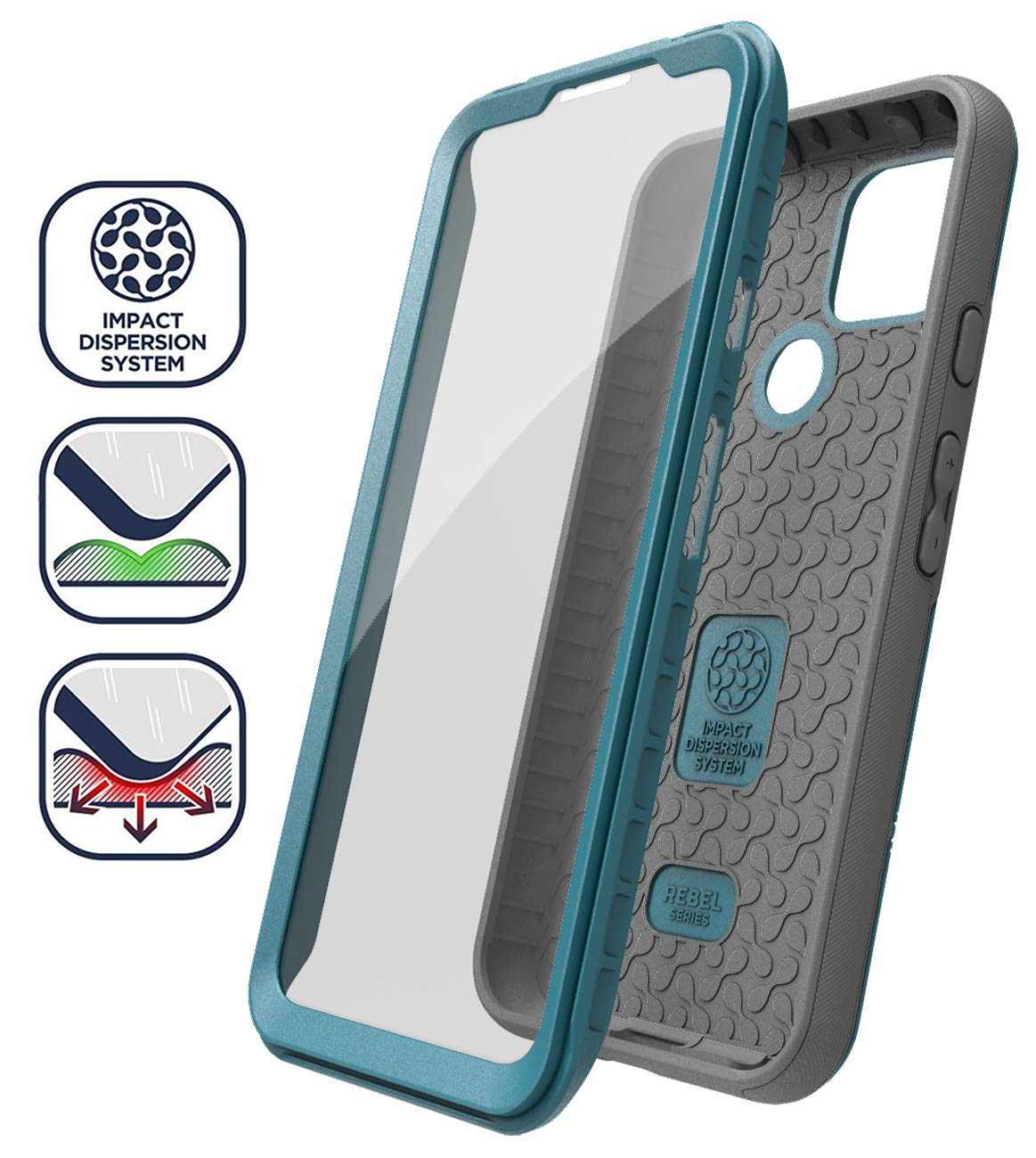 ENCASED RebelShield Designed for Pixel 5 Case with Screen Protector, Heavy Duty Full Body Protective Cover with Build-in Screen Guard for Google Pixel 5 5G - Blue