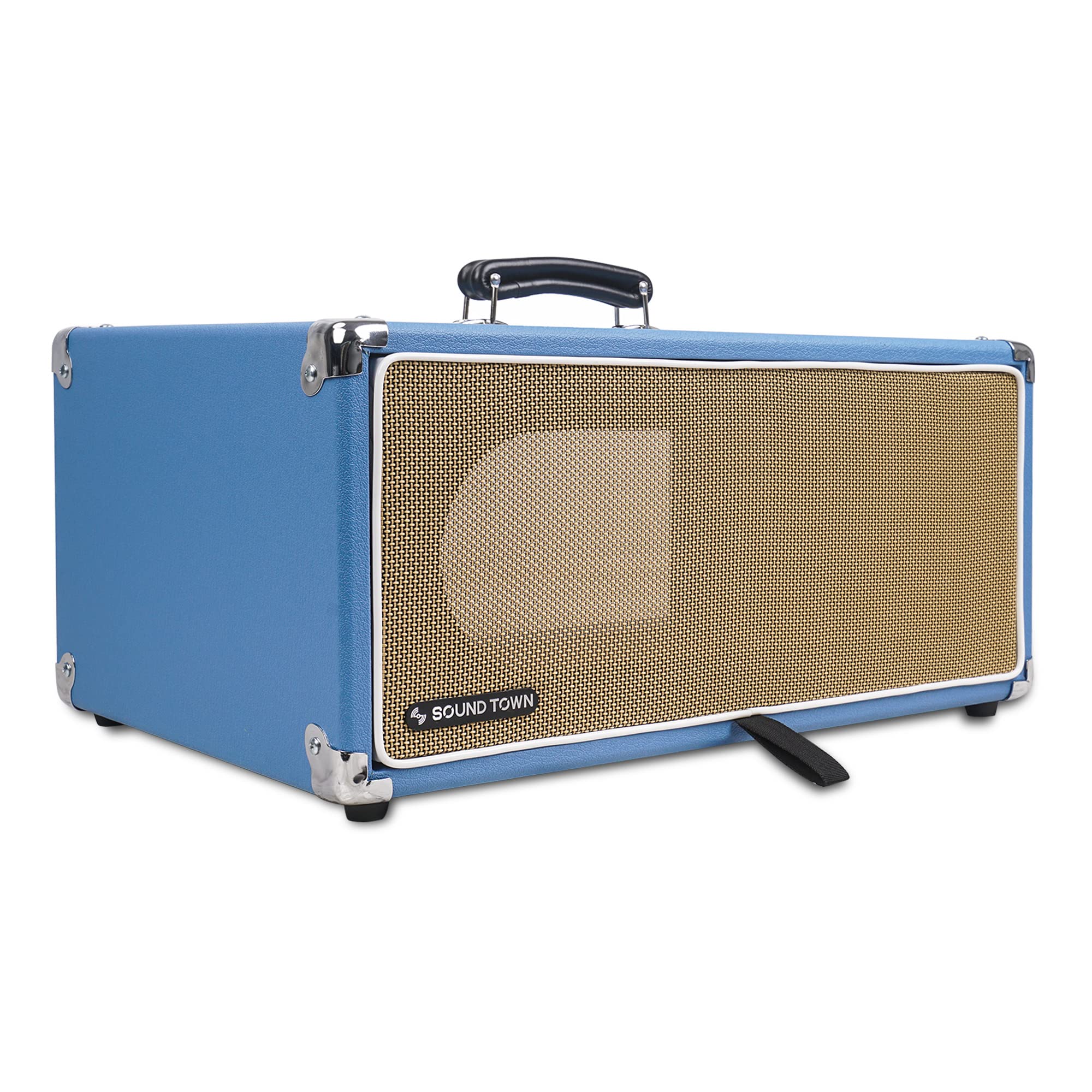 Sound Town Vintage 4U Amp Rack Case, 12.5" Depth with Rubber Feet, Dust Cover, Kickstand, Beau Blue (STVRC-4BL)