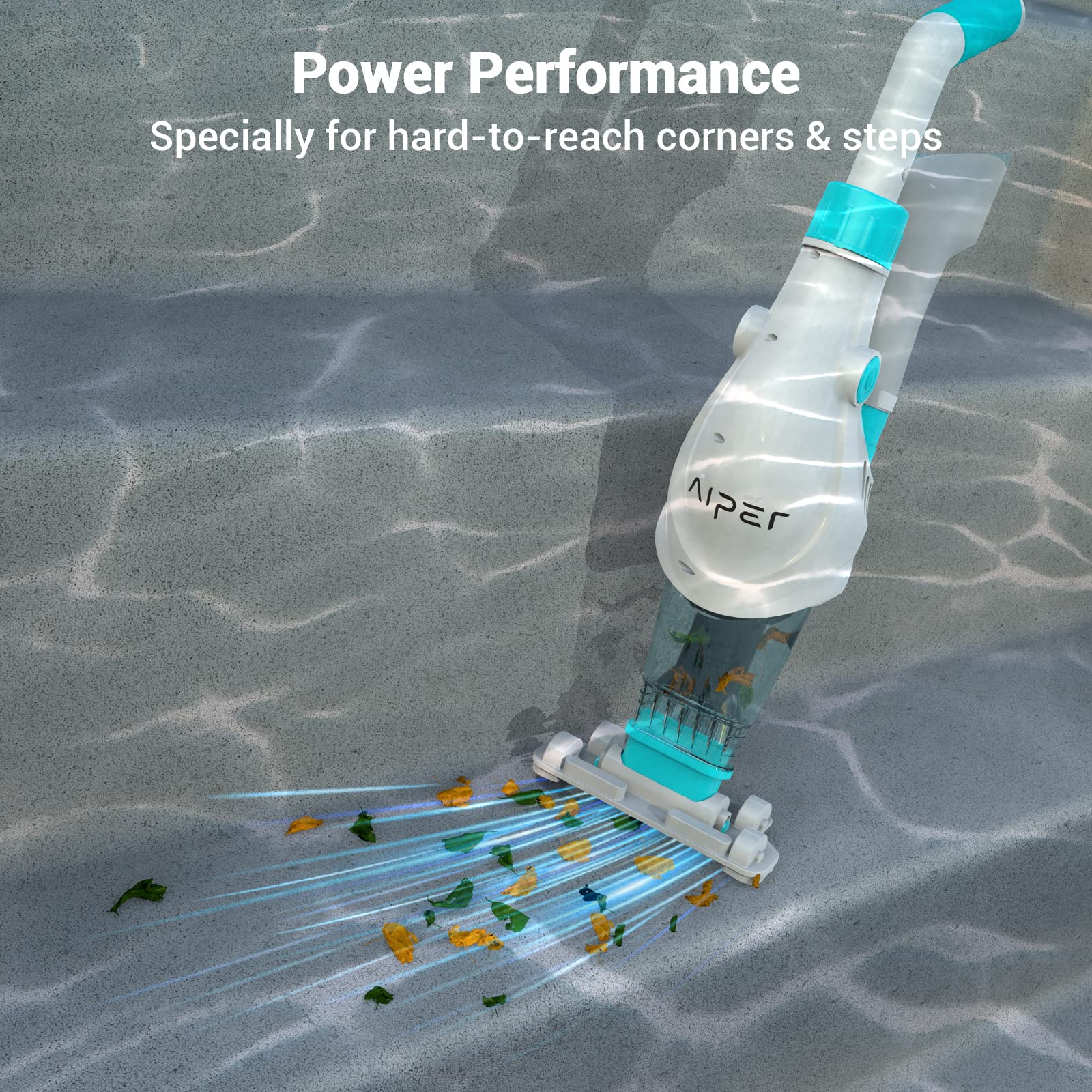 AIPER Cordless Pool Vacuum, Handheld Rechargeable Pool Vacuum Cleaner, Over 60 mins Running Time, Perfect for Above Ground Pools and In-Ground Pools, for Leaves, Sand and Debris