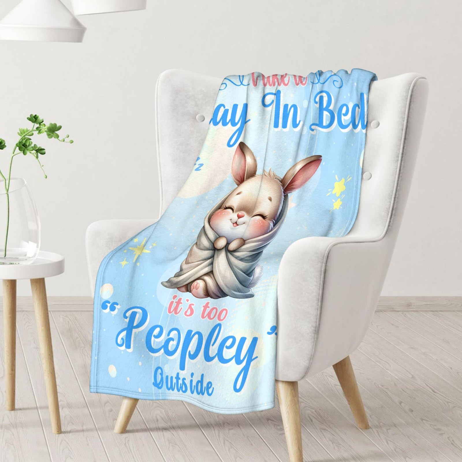 Bunny Blanket for Girls - 50 x 60 Inches Cute Rabbit Blankets for Girls & Boys - Pink Soft Fuzzy Animals Throw for for Bunny Lovers