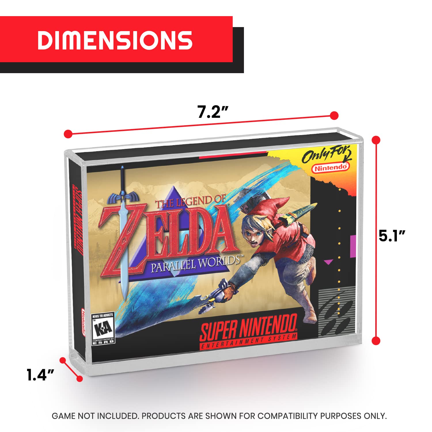 EVORETRO Clear Acrylic Protector Case Compatible with SNES & N64 Games Storage Box, 4MM Thick, Scratch, Dust, UV Resistant (Pack of 2)
