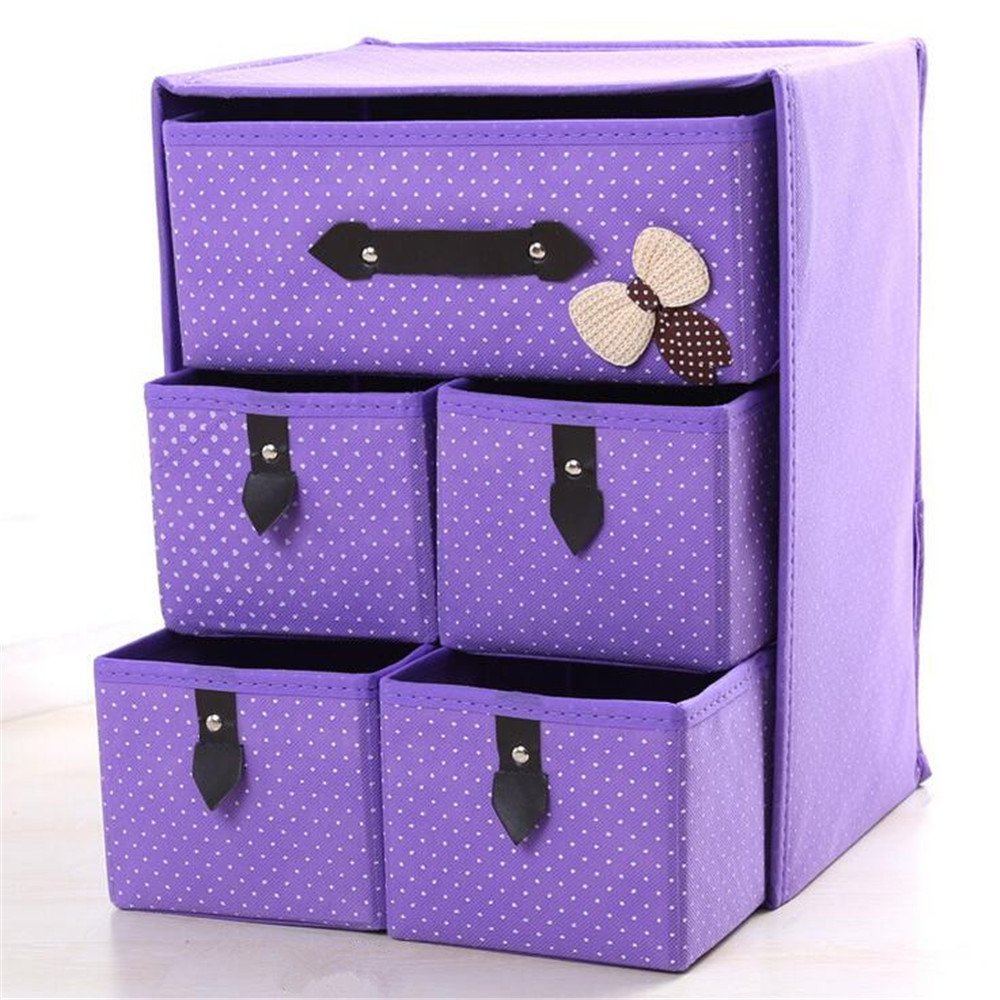 PILER Foldable Storage Box Bra Underwear Closet Organizer Drawer Divider Kit Set of 5 Dark Containers Divider with Drawers (blue)