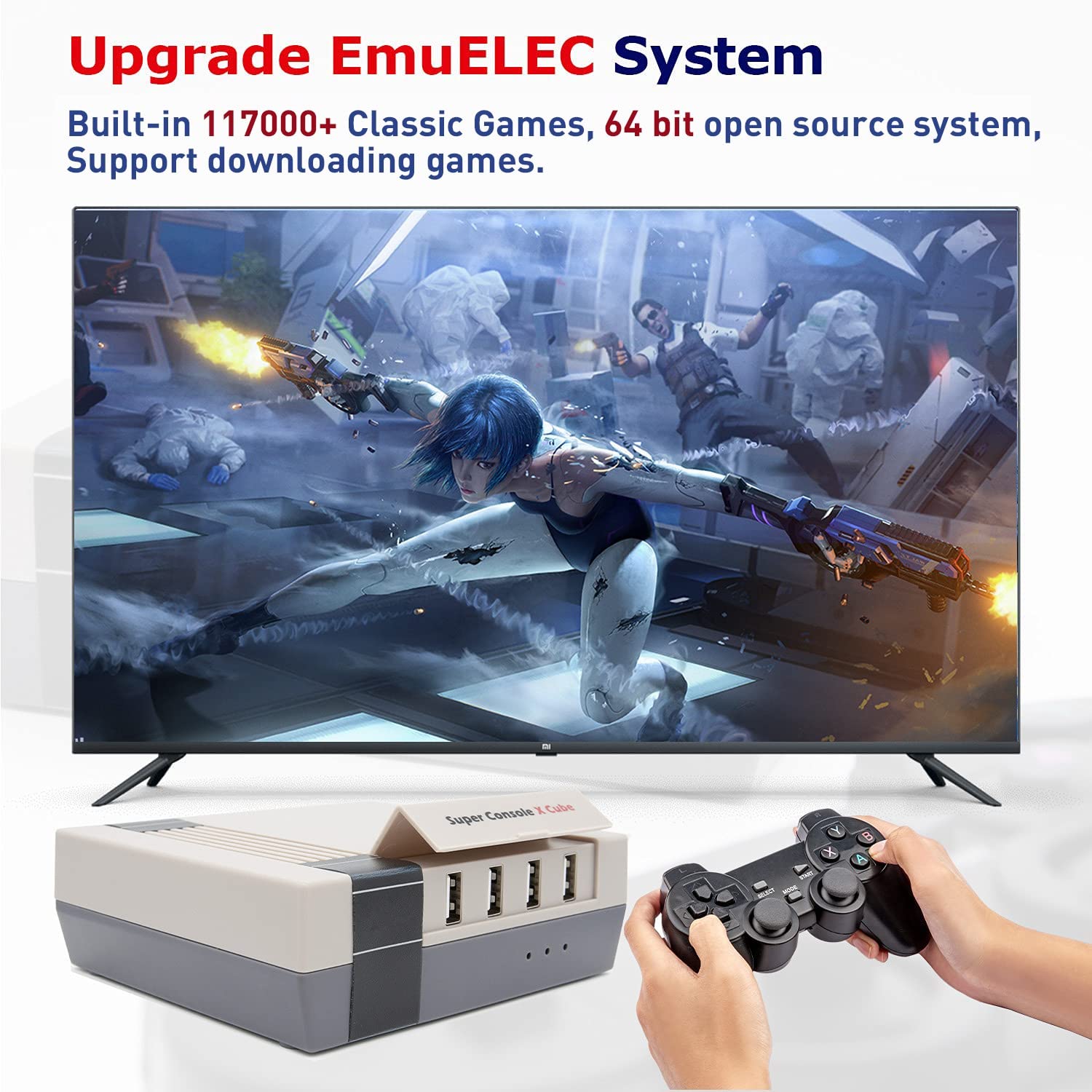 Kinhank 117000+ Retro Game Console,Super Console X Cube Mini Classic Video Games, Gaming Systems for TV,Plug and Play,Compatible with 70+ Emulators,Dual System 4K HD/AV Output 256G