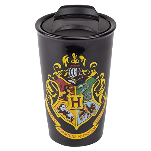 Seven20 Harry Potter Hogwarts Travel Coffee Mug, 14oz - Ceramic Tumbler with Hogwarts Crest Design - Officially Licensed - Great Gift for Teens & Adults