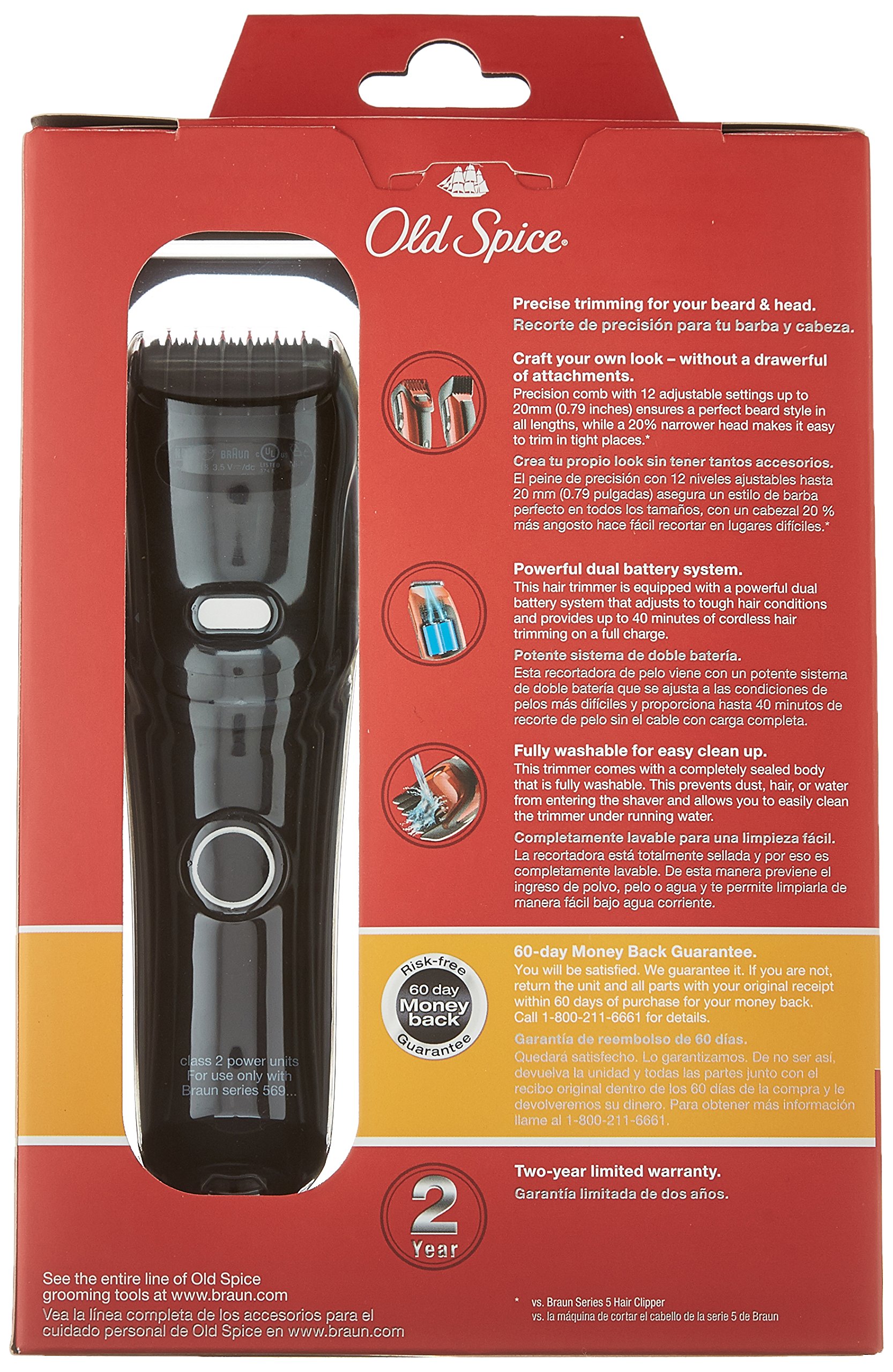 Old Spice Beard & Head Trimmer, powered by Braun, Red/Black