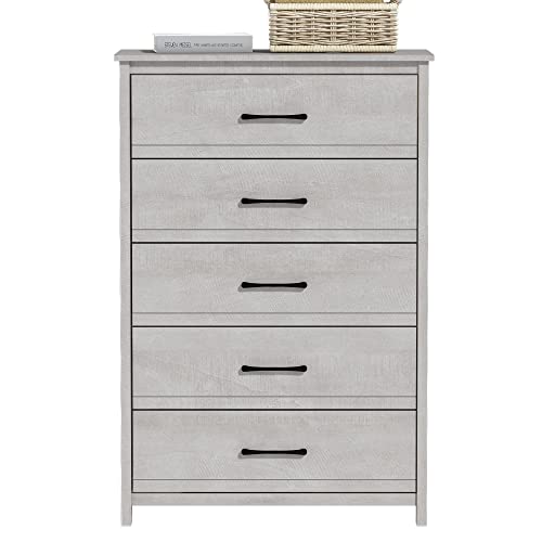 Galano Kellie 5 Drawer Dresser - Dressers - Dressers & Chest of Drawers - Dresser for Bedroom - Dresser Organizer - Tall Dresser - Wood Dresser - Ultra Fast Assembly - Dusty Grey Oak