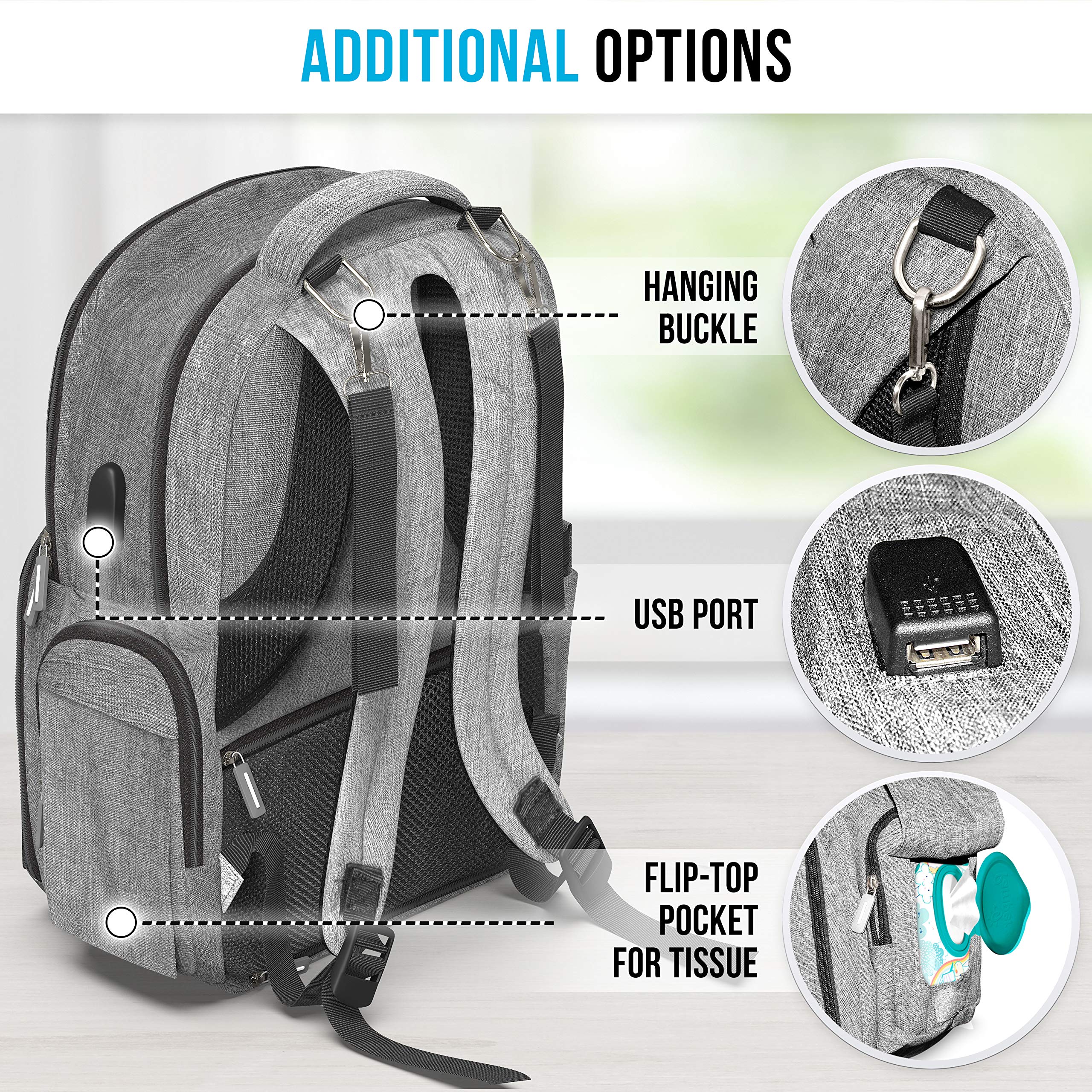 Aeiniweraabbcc Diaper Bag Backpack Baby Bag - Large Diaper Backpack for Mom Dad, Unisex Bag