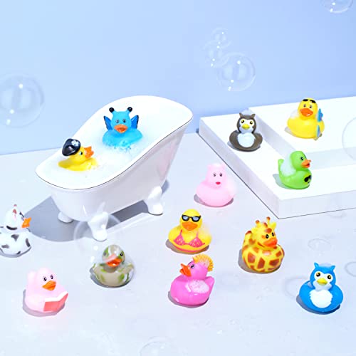 Kicko Assorted Rubber Ducks in Bulk - 50 Pack - 2 Inches - for Kids, Sensory Play, Stress Relief, Stocking Stuffers, Classroom Prizes, Decorations, Supplies, Holidays, Pinata Filler, and Rewards